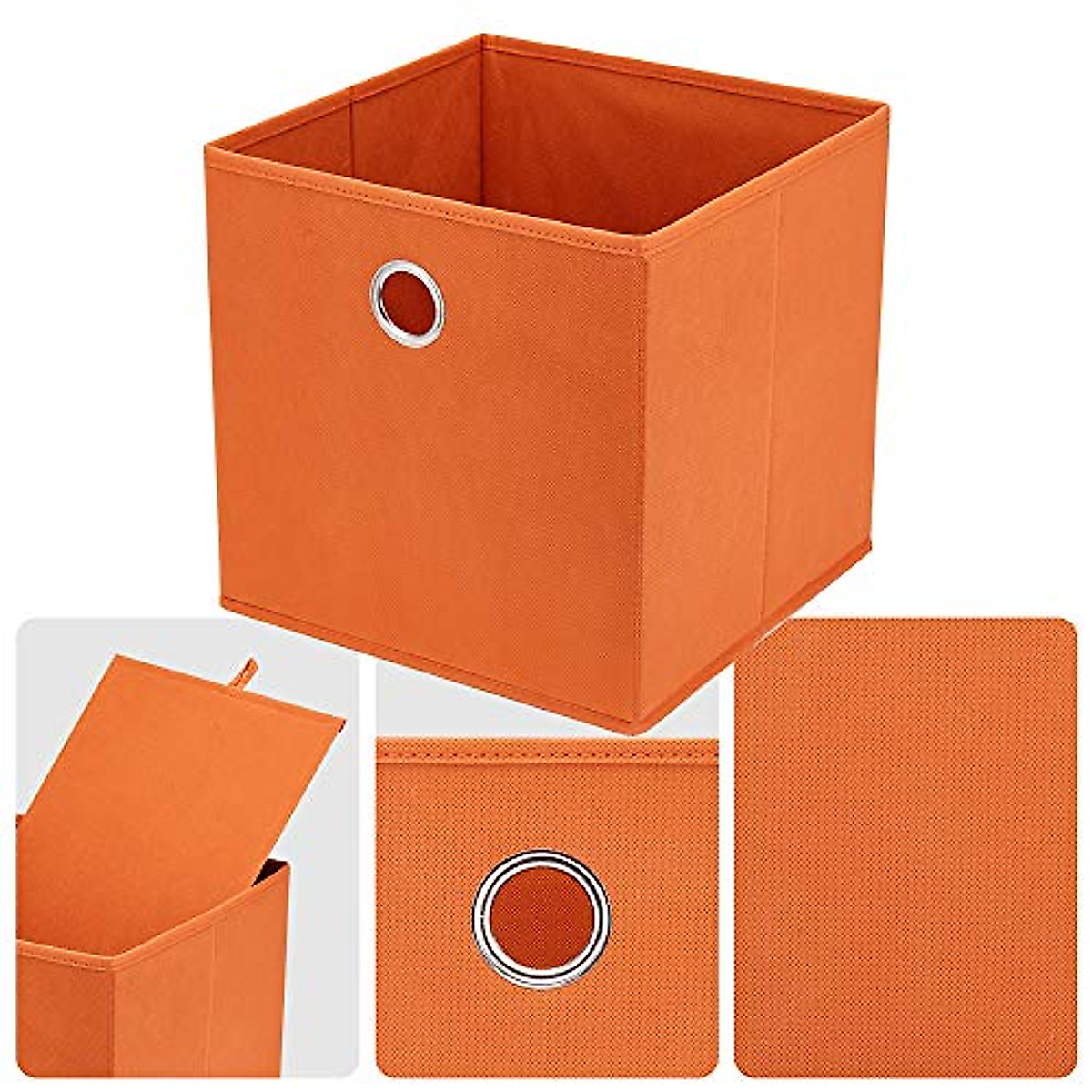 Orange Storage Cubes Bins 11x11x11 Cubicle Cubes Organizer Baskets Fabric Storage Drawers Foldable Cubes Storage Boxes Collapsible Cubes Inserts Storage for Closet Organizer Shelves,QY-SC20-3