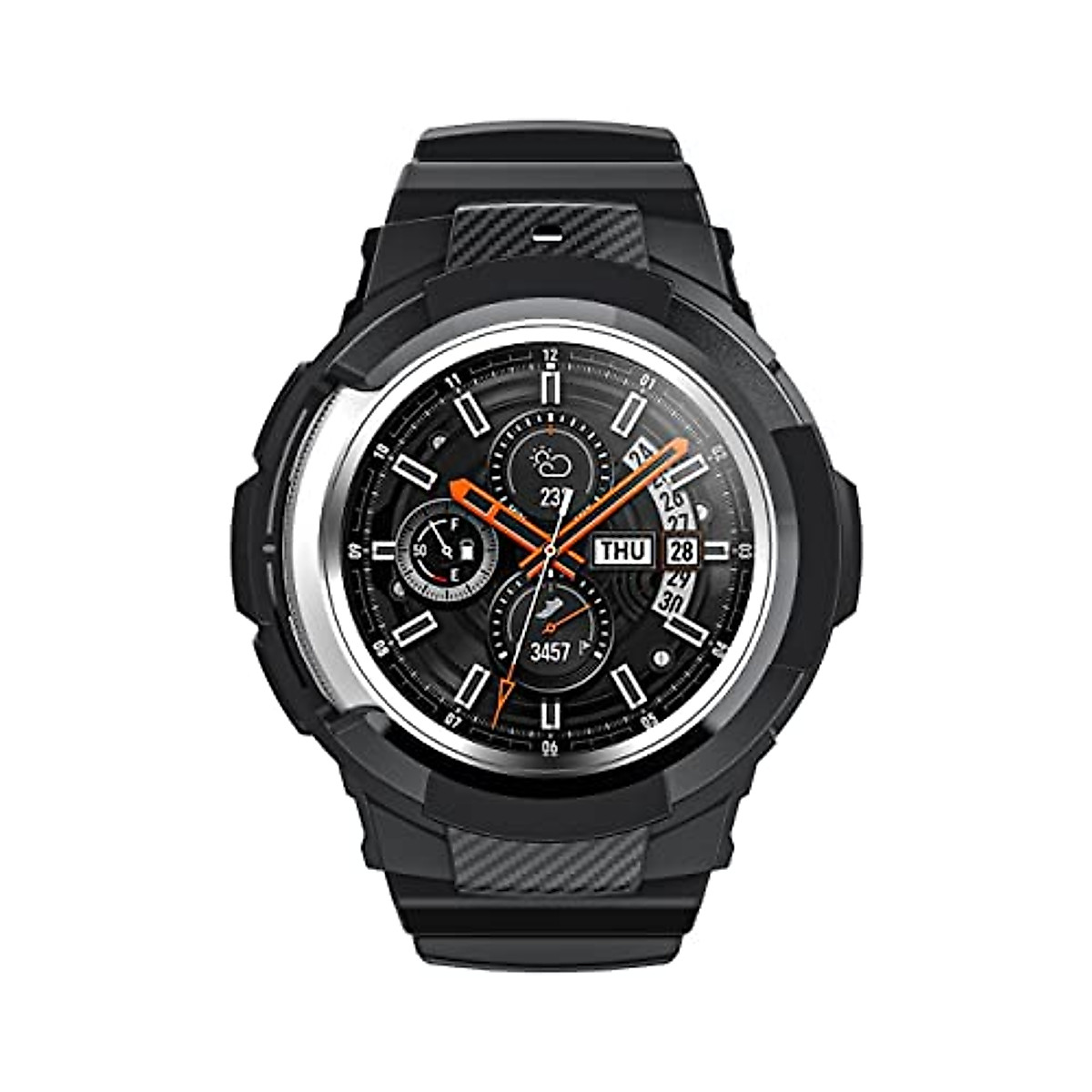 VeveXiao Rugged Case Band for Samsung Galaxy Watch 4 Classic 46mm Band with Bumper Accessories, Galaxy Watch 4 Classic 42mm Replacement Strap for Men Women, Galaxy Watch 4 Classic 46mm, black