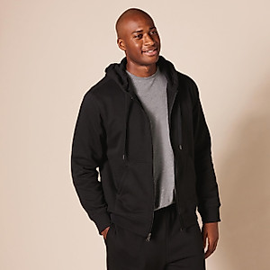 Amazon Essentials Men's Full-Zip Fleece Hoodie (Available in Big & Tall), Black, Medium