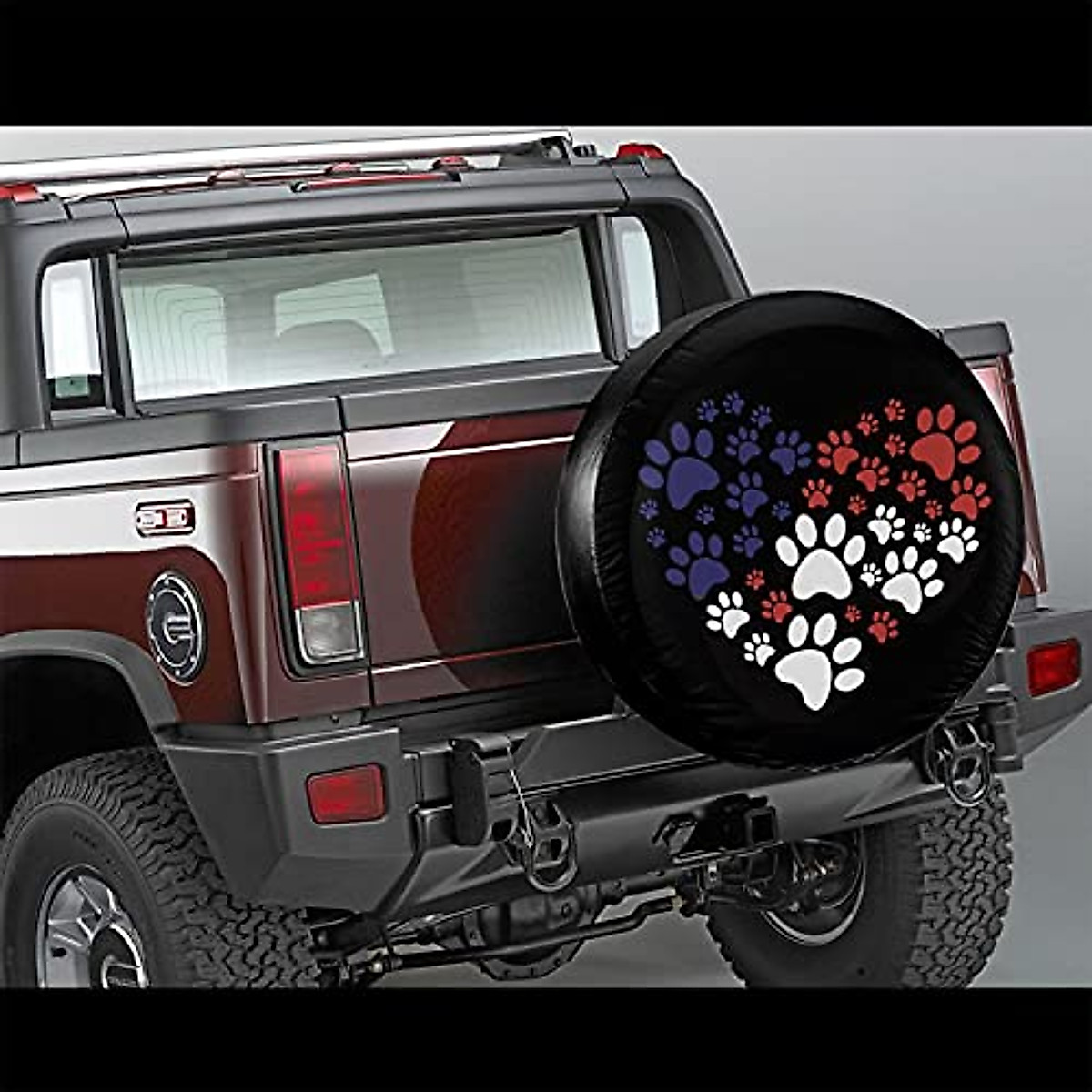 XWQWER Cat Dog Paw Heart Prints Spare Tire Cover for Camper RV SUV Trailer Truck and Many Vehicle, Universal Fit Wheel Covers Waterproof Dustproof (Diameter 23” - 33”)