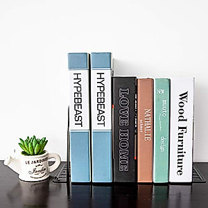 Jekkis 20pcs Bookends Metal Book End 6.6"x 5.7"x 5" Black Heavy Duty Bookends for Shelves Nonskid Bookend Supports Plain Large Bookends, Library Office Home, 10 Pair