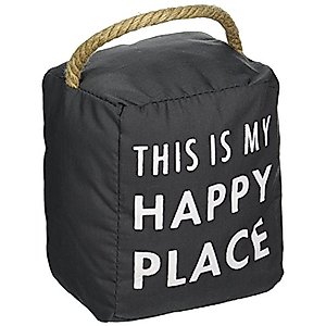 Pavilion Gift Company 72238 Happy Place Door Stopper , Black
