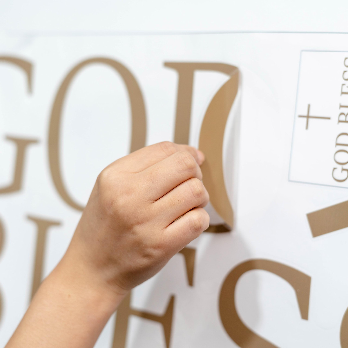 LINZYING God Bless Cross Wall Decal - God Bless You Stickers，God Bless Wall Decor，God Bless Our Home Wall Decor，God Bless Baptism Decorations (God Bless Cross Stickers)