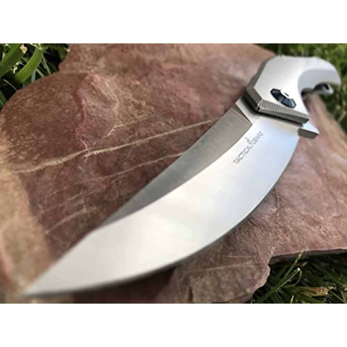 TACTICAL GEARZ Pocket Knife for EDC! Stonewashed Stainless Steel Handle! D2 Steel Blade! Includes Sheath! (Triton S)