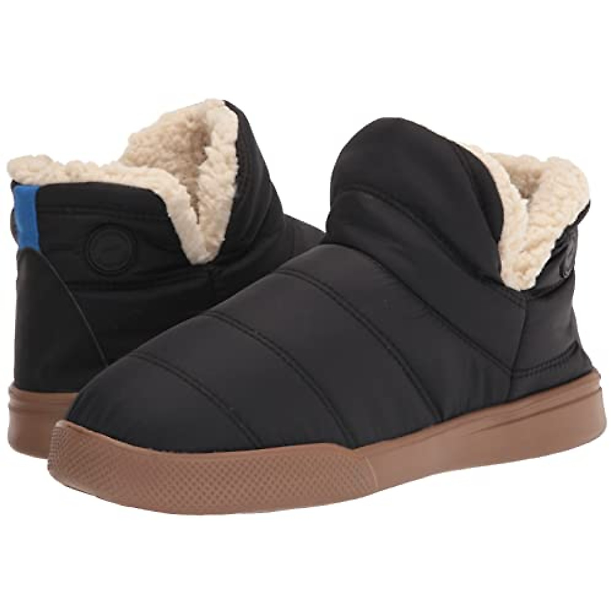 Dearfoams Men's Bryant Nylon Memory Foam Sport Lounge Bootie Slipper, Black, Large