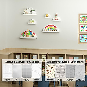 Veluckin Floating Shelves for Kids Room Nursery Wall Decor Display Compact Style for Livingroom Bedroom Bathroom，3 Pack，C1