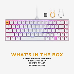 Glorious Gaming GMMK 2-65 Percent Keyboard - White Custom Layout - Compact Low-Profile - Hotswap w/Cherry Mx Style Switches - Incl. Double Shot Keycaps & Linear Switches