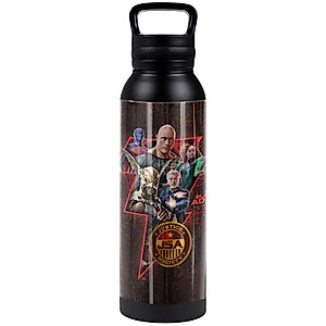 Black Adam OFFICIAL Character Bolt Black 24 oz Insulated Canteen Water Bottle, Leak Resistant, Vacuum Insulated Stainless Steel with Loop Cap
