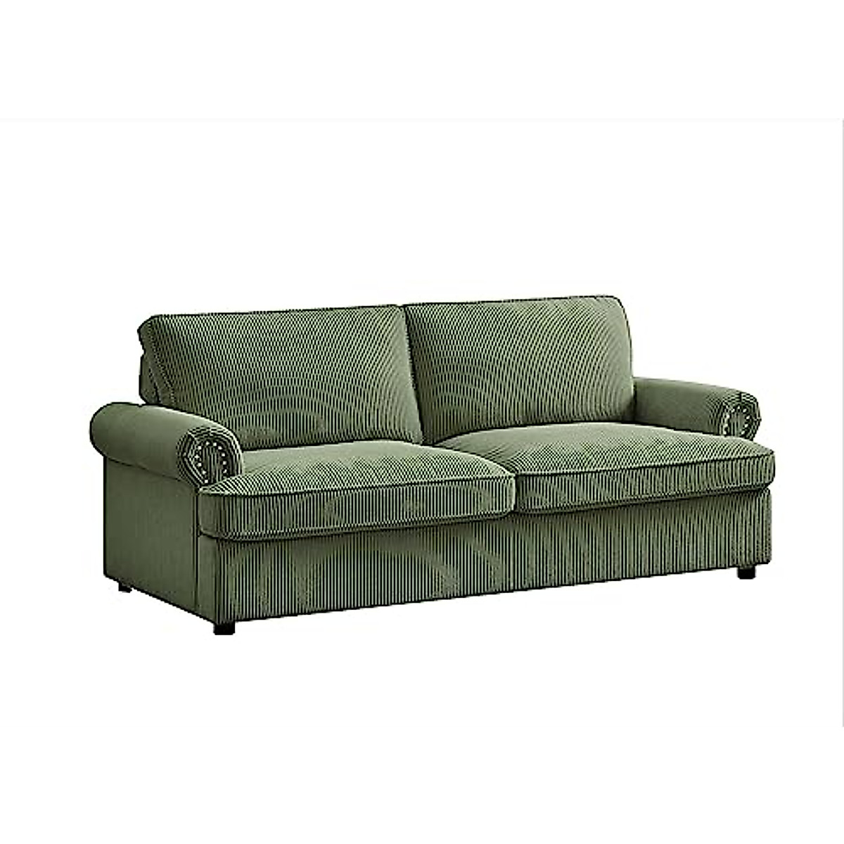 Container Furniture Direct Reversible Sleeper Sofa with Memory Foam Mattress, Comfortable and Durable Full Size Bed Couch for Living Rooms, Upholstered with Corduroy Fabric, 70" Wide, Dark Green