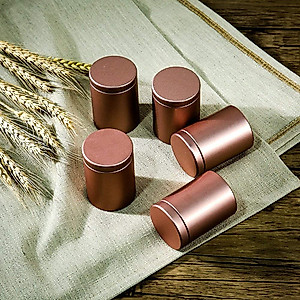 Tianhui Small Tin Can Box Mini Canister for Coffee Tea Candy Storage Loose Leaf Tea Tin Containers Storage 5 Pcs (Glod, M)