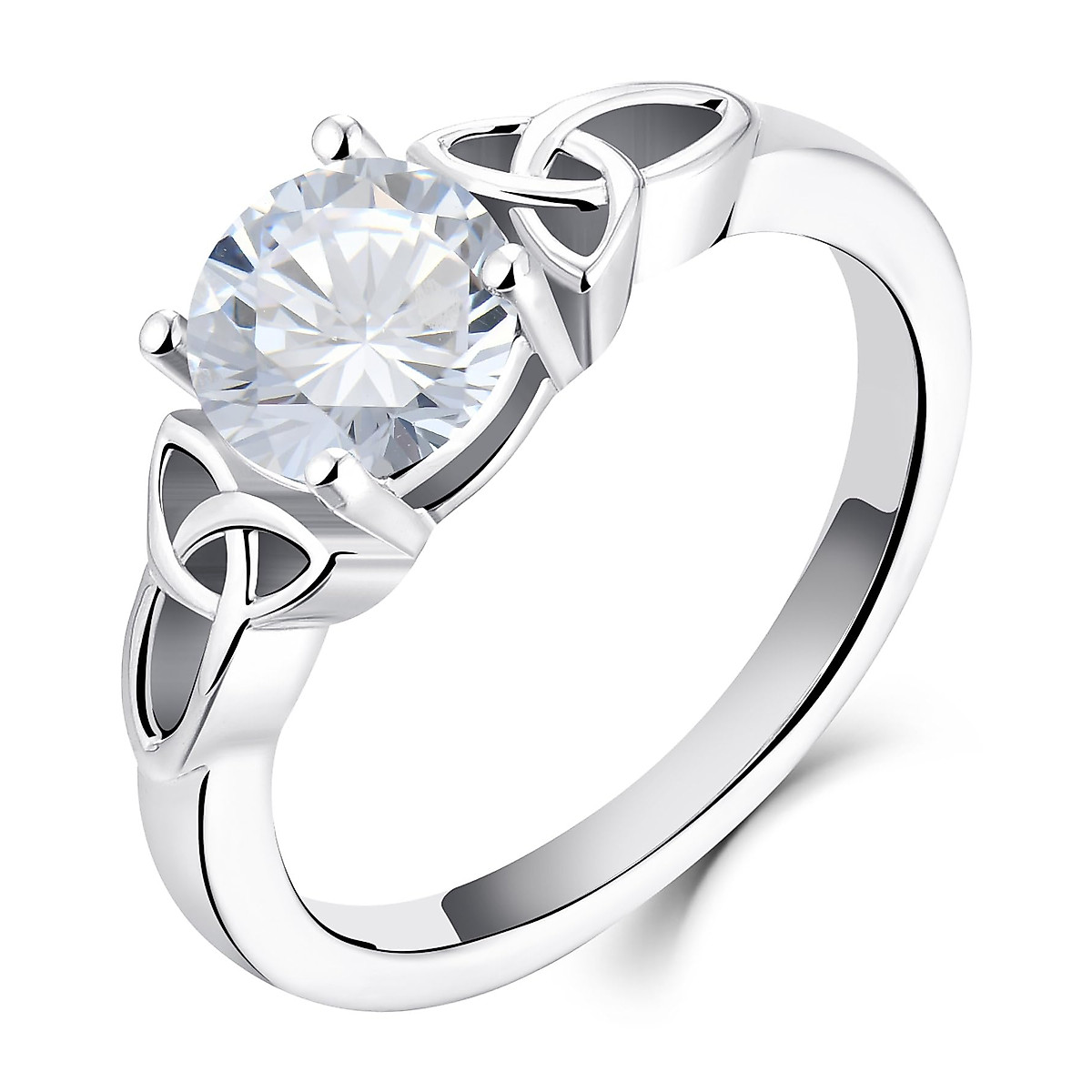 YL Celtic Knot Rings for Women 925 Sterling Silver Cubic Zirconia 18k White Gold Plated Statement Rings-size5