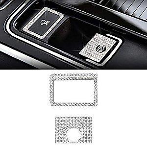 CARFIB Car Interior Bling Accessories for Jaguar F-PACE XE XF 2019 2020 Electronic Handbrake Parking P ASPC Button Ring Decals Sticker Cover Parts Decoration Men Women Zinc Alloy Crystal Silver 2Pcs