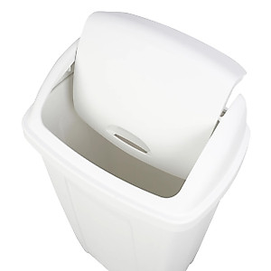 AYOYZ 13 Gallon Trash Can, Plastic Swing Top Kitchen Trash Can, White
