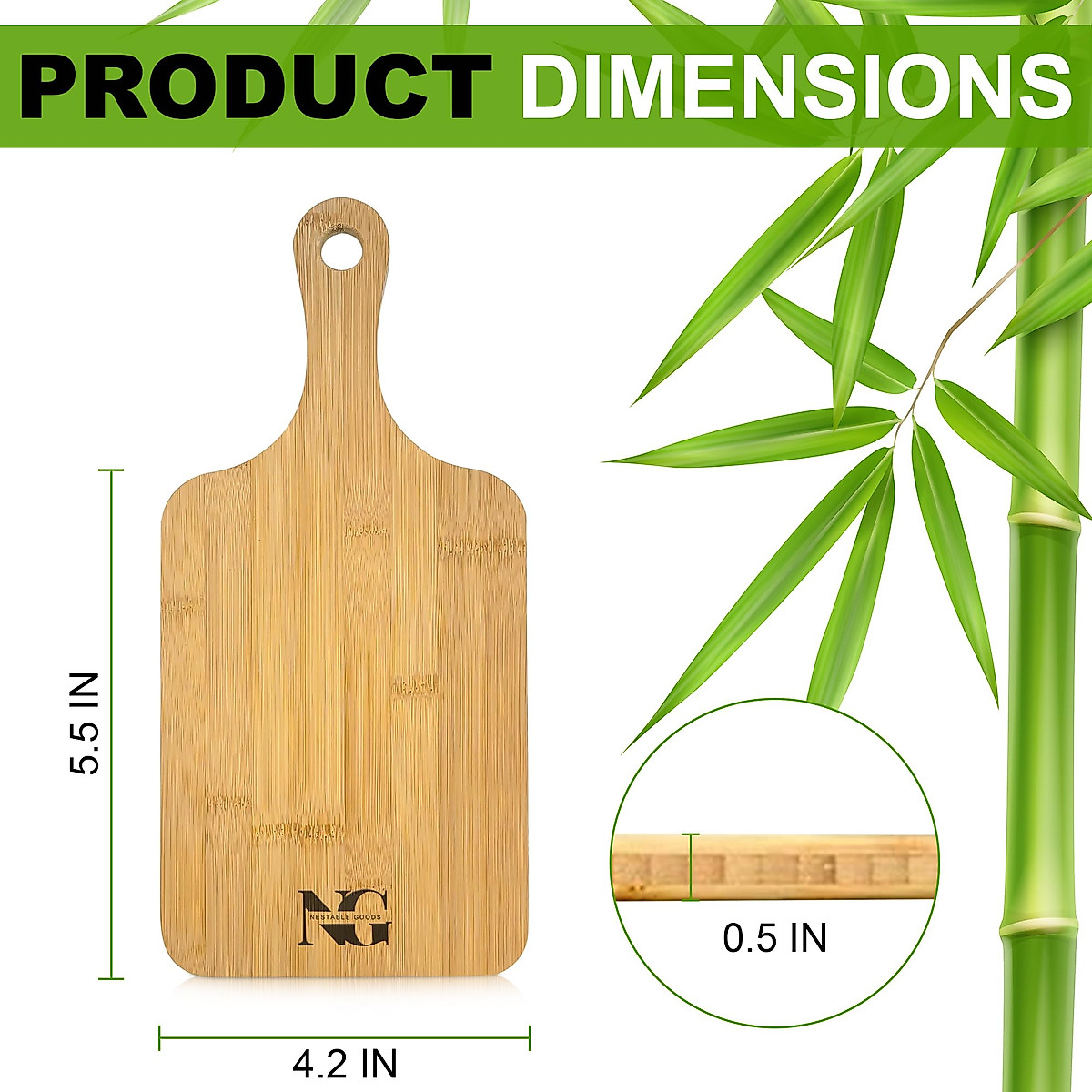 Mini Bamboo Cutting Board with Juice Groove and Handle (8.75inch x 4.25inch); Rounded Bamboo Cutting Board Vegetable Chopping Board Great for Cutting Fruits, Cheese Vegetables Brown