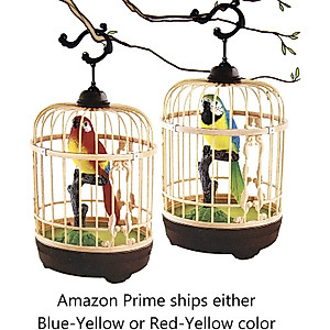 Haktoys Sound-Activated Singing Bird in Cage - Realistic Chirping and Motion, Battery-Operated Desk & Room Accessory with Melodic Sounds