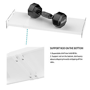 WEJIPP Closet Shelf Divider Expendable Cabinet Tension Shelving Rack Heavy Duty Metal DIY Shelves Separator for Wardrobe Cupboard Cabinet Pantry Kitchen Bathroom,White,3packs
