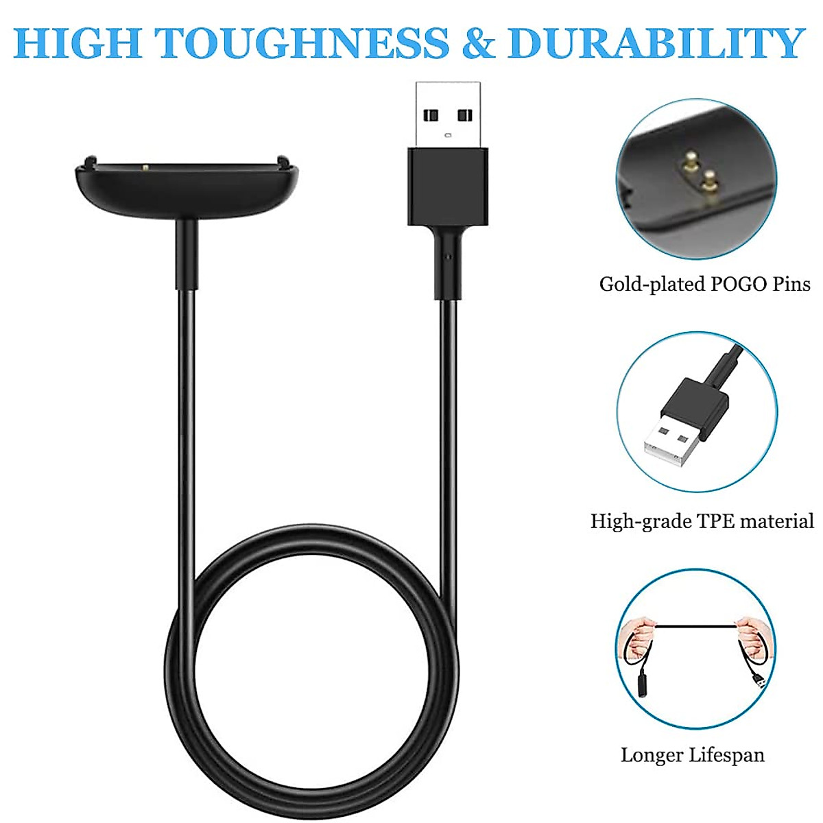 Charger Cable for Fitbit Inspire 2 & ACE 3, Replacement USB Charging Dock Station Cradle for Inspire 2 Health & Fitness Tracker 100cm / 3.3ft (1)