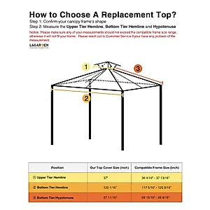 Yescom 10x10Ft UV30+ Gazebo Replacement Top for 2 Tier Outdoor Canopy Cover Patio Backyard Party Deck Ivory