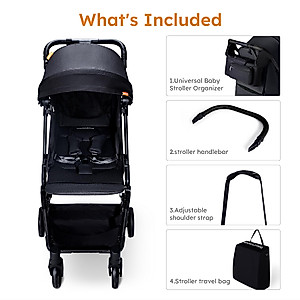 MAMAZING Lightweight Baby Stroller with Organizer, Ultra Compact & Airplane-Friendly Travel Stroller, One-Handed Folding Stroller for Toddler, Only 11.5 lbs, Coal