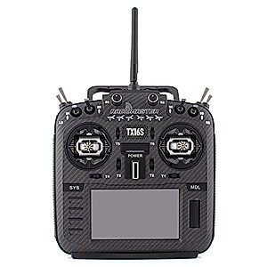 RadioMaster TX16S Mark II MAX Edition 2.4GHz 16 Channel EdgeTX OpenTX Radio Transmitter Leather Grips CNC Finished Components Mode 2 (Carbon Black, ELRS w/ AG01)