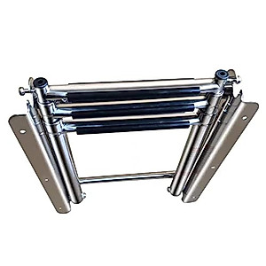 Mojiate Stainless Steel 3 Step Telescoping Folding Boat Boarding Ladder with Press-Type Spring ，for Boat Yacht Swimming Pool，Rated to 400 Pounds