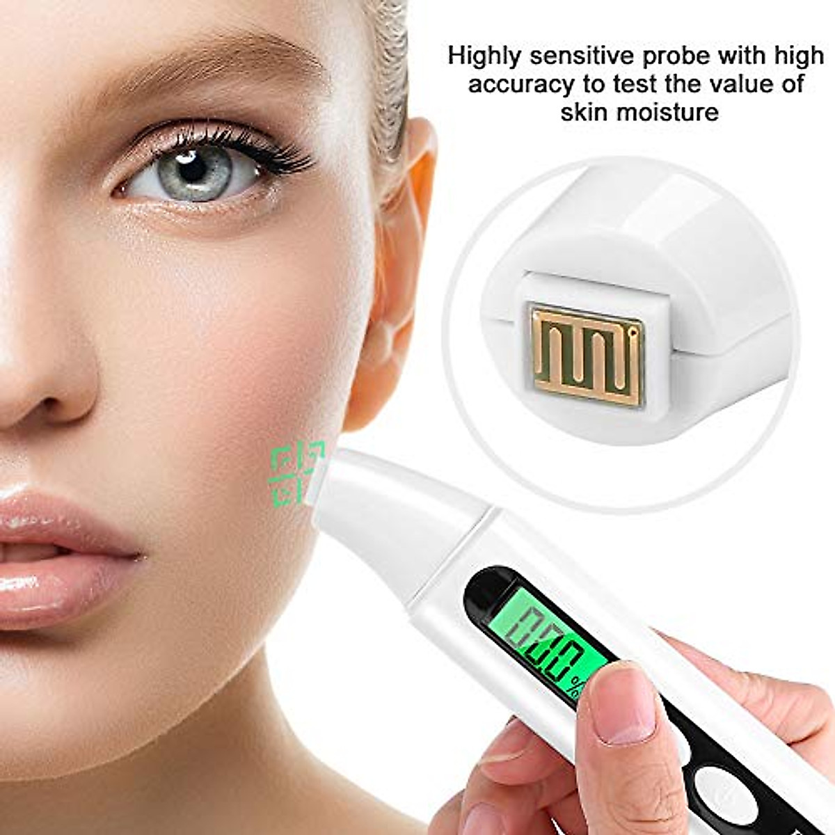 Skin Moisture Analyzer Portable, 0~99.9% Skin Moisture Detector Digital LCD Skin Face Moisture Oil Analyzer Monitor Tester Detector