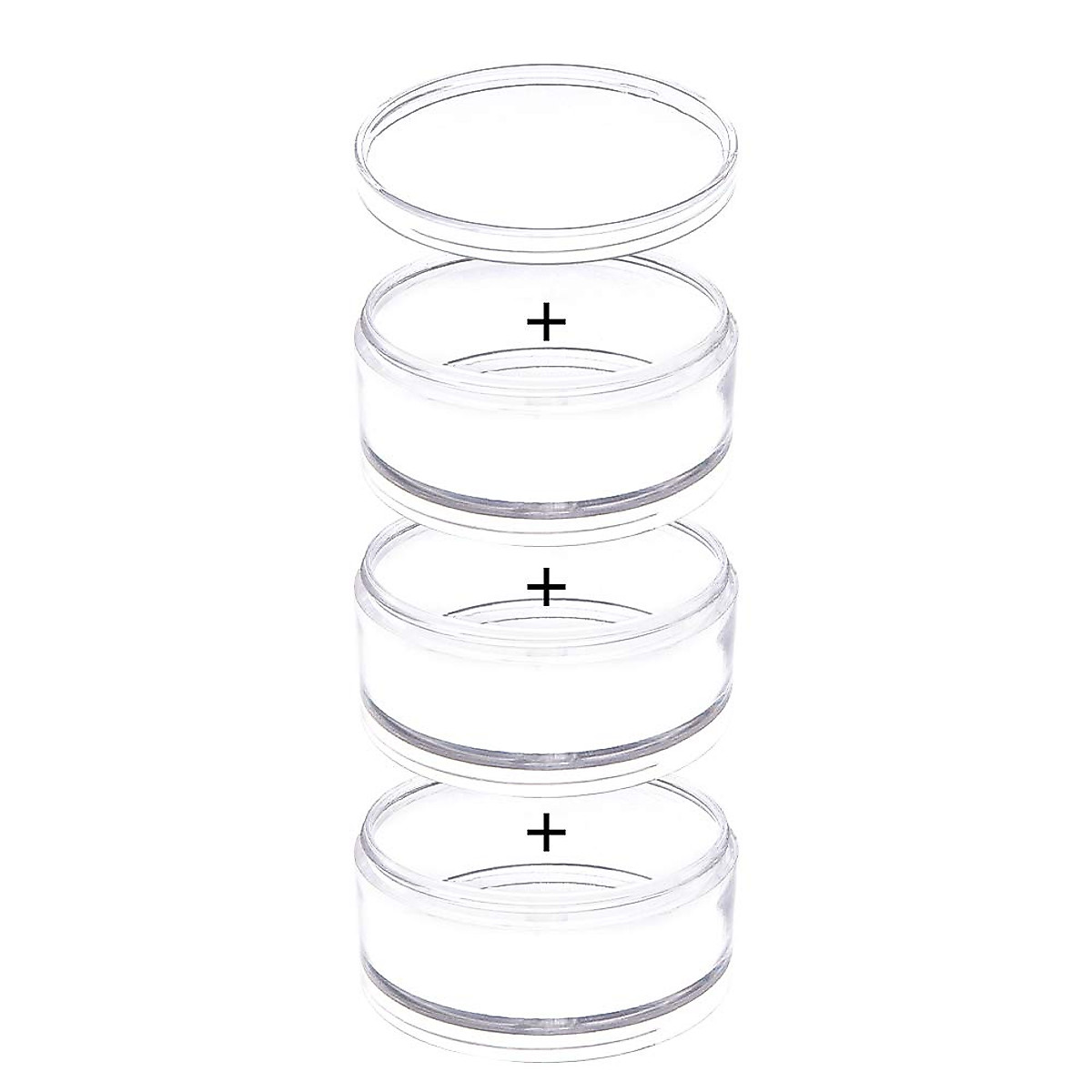 BENECREAT 60ML Stackable Round Plastic Containers 4 Column(5 Layer/Column) Bead Storage Jars for Diamond Drills, Seed Beads, Nail Art Glitters, and Other Jewelry Components