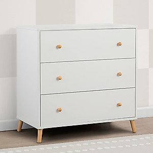 Delta Children Essex 3 Drawer Dresser with Interlocking Drawers, Bianca White/Natural