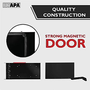 Ilyapa Tab Design Mailbox, Ready to Post Mount - All Black Powder Coated Steel Heavy Duty Curbside Welded Mailbox, All Weather Durable & Corrosion Resistant, Stainless Steel Hinges & Magnetic Door
