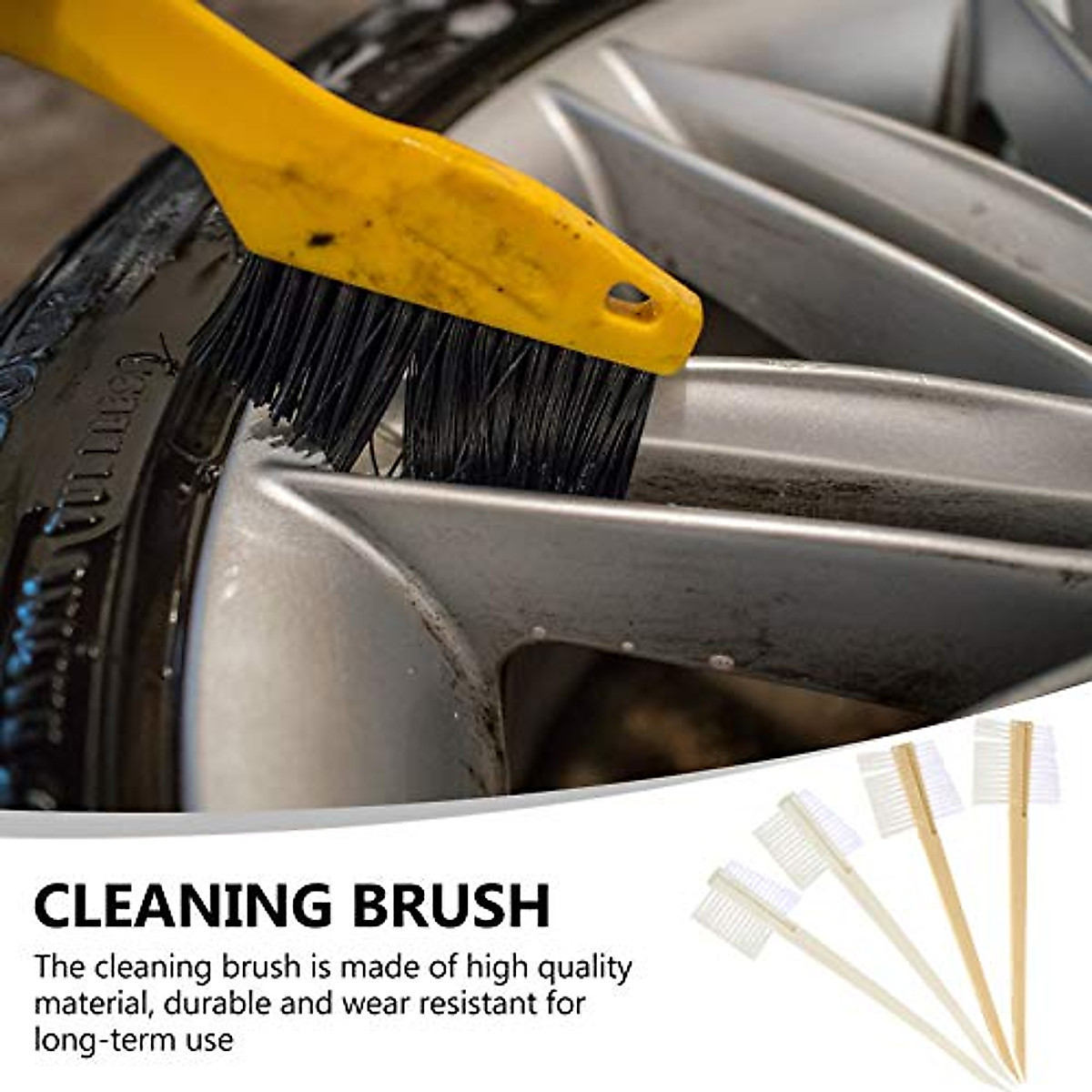 VICASKY 4 Pcs Car Engine Detailing Brushes Double Head Auto Wheel Rim Detailing Brush Long Handle Car Tire Brush for Cleaning Wheels Engines Trim Interior Exterior