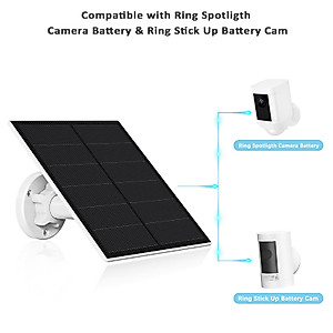 Solar Panel for Ring Camera,5W Ring Solar Panel,Ring Camera Solar Panel Compatible with Ring Spotlight Cam Battery & Ring Stick Up Cam Battery,Ring Stick Up Cam 2nd & 3rd Gen with Barrel Plug (1 Pack)
