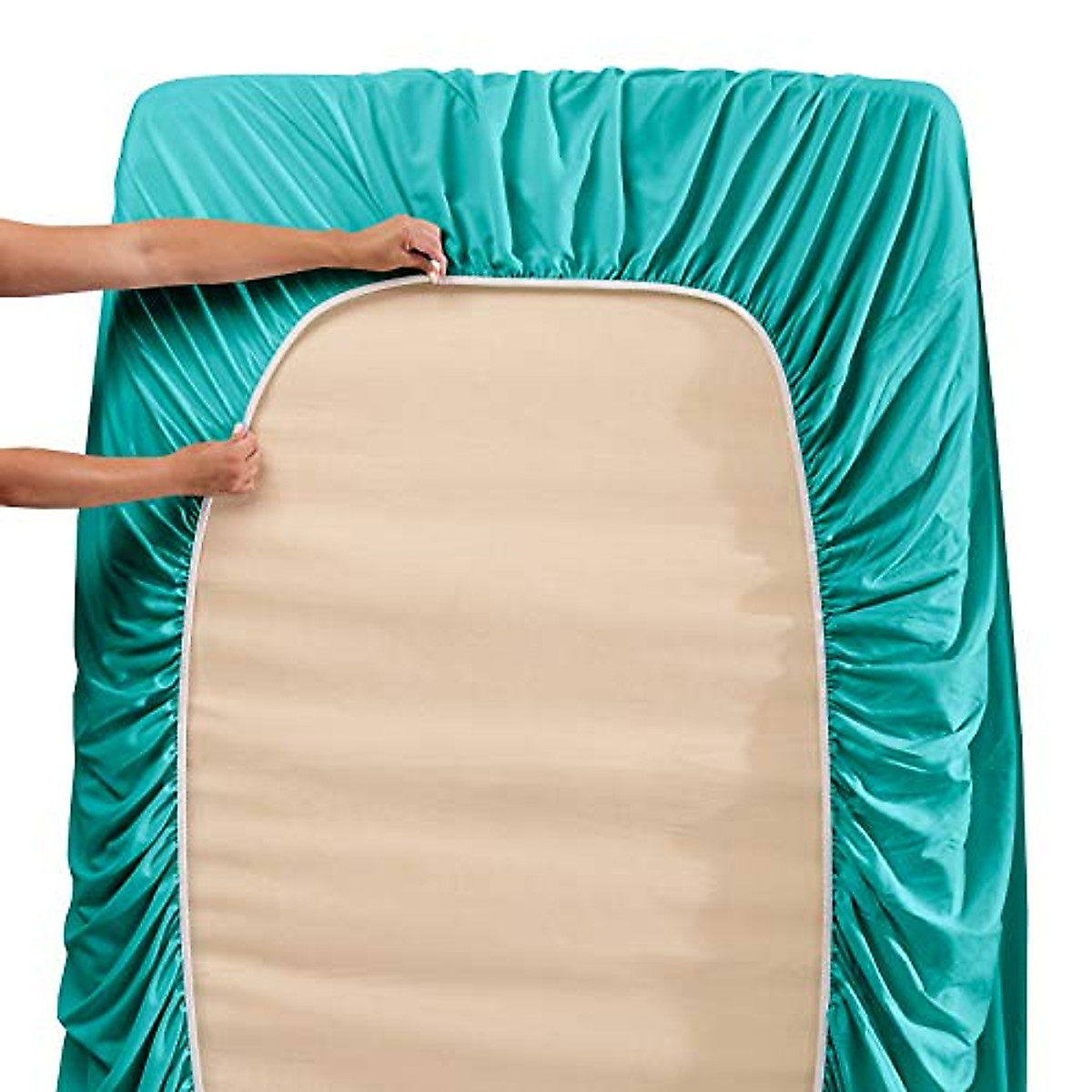 Hearth & Harbor Bed Sheets, Luxury Soft 6 Piece Bed Sheet Set Extra Deep Pocket Fitted Sheets Fits Mattress up to 21", Double Brushed Bedding Sheets & Pillowcases, Queen Size, Teal