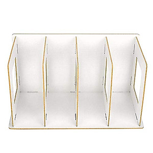 Fdit Wooden Desktop Bookshelf Rack Storage Shelf Bookcase for Home School Office Organizer(Warm White)