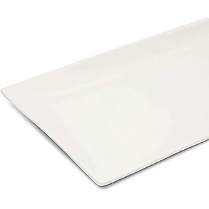 Juvale White Ceramic Serving Platter Trays, Set of 4 Rectangular Appetizer Plates (9.5 Inches)