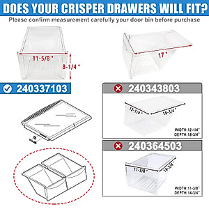[2 PACK] UPGRADED 240337103 Crisper Bin Drawer Replacement for Frigidaire Kenmore Refrigerator Drawer Replacement, Fridge Drawer for Frigidaire Replacement Drawer Parts AP2115741, 240337100, 240337102