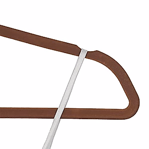 Home Basics Velvet Clothes Hangers (Pack of 10), Brown Felt Hangers for Tops, Jackets, Dresses, and Pants | Contoured Hangers with Notches | Ultra-Thin Space Saving Clothes Hangers