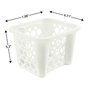 Organize Your Home Mini Stackable White Storage Containers with Open Tops, 4 Pack, Great Organizing Bins for Pantry, Closet, Bedroom, and all Storage, 7.6” x 6.7” x 5.3”