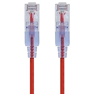 Monoprice Cat6A 3ft Red 10-Pk Patch Cable UTP 30AWG 10G Pure Bare Copper Snagless RJ45 SlimRun Series Ethernet Cable