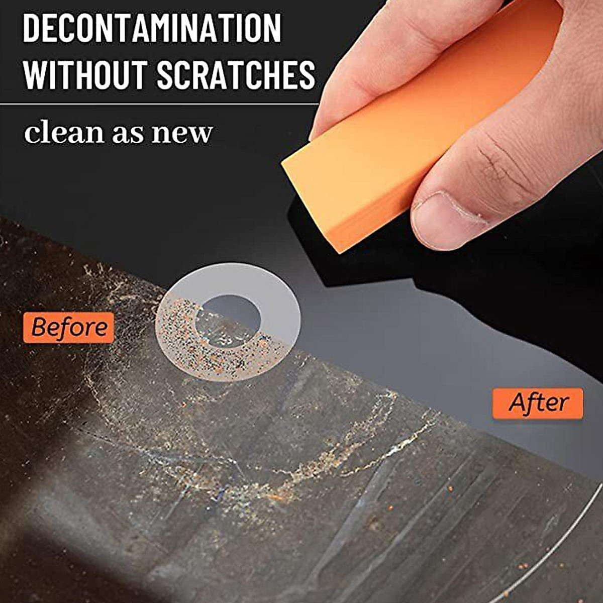 SXRC Stainless Steel Decontamination Artifact Eraser,Easy Limescale Eraser Orange,Reusable Rust Eraser,Cleaning Eraser Bathroom Glass Rust Remover Rubber,for Steel Stainless Surface Kitchen Home