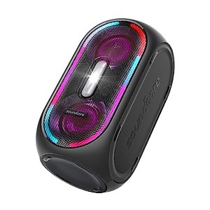 Anker Soundcore Rave Portable Speaker with 107dB Sound, Light Show, 24 Hour Playtime, PowerIQ, BassUp Technology, Water Resistant, Speaker with Microphone Input for Karaoke, BBQ, Outdoor