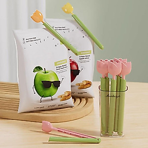 GHRYTY Food Sealing Clip,Food Bag Chip Clips,Tulip Shape Sealing Clip with Magnetic Storage Box,Food Sealer Clamp,Food Package Sealer,Chip Bag Clips for Home, Office, School(Pink)