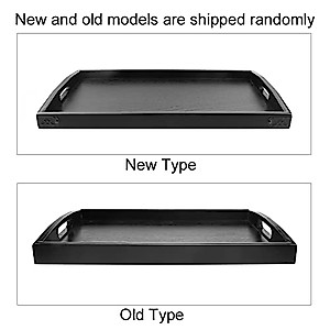 Ikunde Large Wood Serving Tea Water Drinks Tray Wooden Breakfast Tea Serving Tray with Handle #3