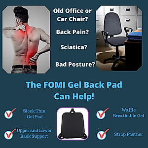 FOMI Premium All Gel Orthopedic Back Cushion | Upper and Lower Thoracic Support Pillow for Wheelchair, Car, Office, Kitchen Chair | Sciatica, Tailbone Pain Relief | Lumbar Backrest and Posture Aid