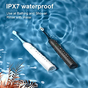 2 Pack Sonic Electric Toothbrush for Adults and Kids, Rechargeable Electric Toothbrushe with 8 Brush Heads, 6 Modes, 2 Minutes Smart Timer, 4 Hours Fast Charge for 45 Days(White-Black)