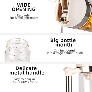 IZEJAZT Glass Oil Jug Set (15oz, 18oz, 21oz),Olive Oil Dispenser Bottle, Easy To Oil And Vinegar Dispenser Set, Cooking Oil Bottle For Kitchen Easy To Use For Outdoor BBQ Dispenser (WHITE)