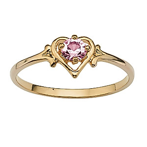 PalmBeach Yellow Gold-plated Round Simulated Birthstone Heart Ring Sizes 5-10 Size 9 Month 6
