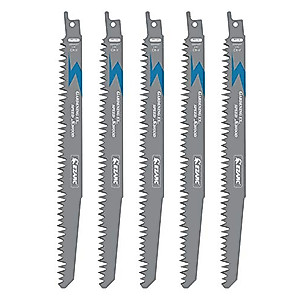 EZARC Wood Pruning Reciprocating Saw Blade, 9-Inch Recip Saw Blades R931GS 5TPI (5-Pack)