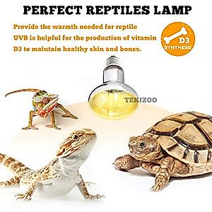 TEKIZOO UVA UVB Sun Lamp High Intensity Self-Ballasted Heat Basking Lamp/Light/Bulb for Reptile and Amphibian (125W)