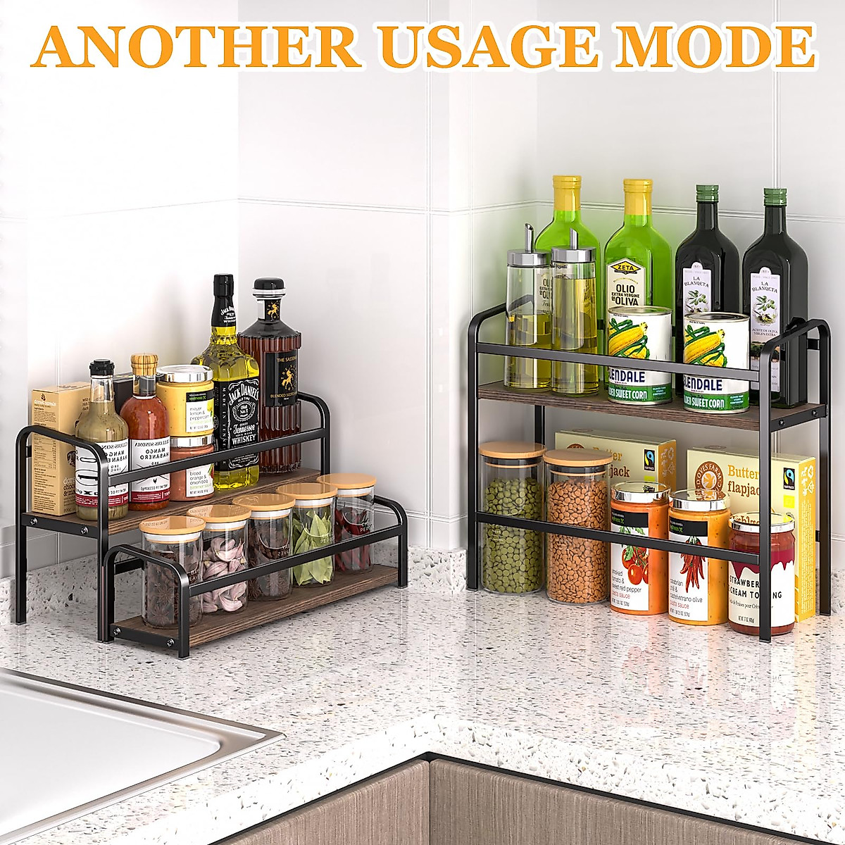 Coffee Syrup Organizer 3-Tier, 12 Bottles Capacity Syrup Rack for Coffee Bar Station, Wine Rack for Countertop, Tiered Spice Racks for Cabinet, Bottle Display Shelf Magnetic one-Step Installation