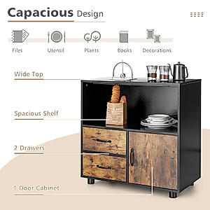 Giantex 2 Drawer File Cabinet - Lateral Filing Storage Cabinet with Industrial Style, Anti-Scratch Surface, Anti-Tipping Device, Middle Open Shelf, Printer Stand for Home Office 31.5” x 16” x 31.5”